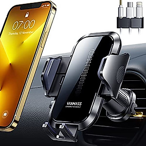 VANMASS 7.0 Upgraded Car Phone Holder Mount [Never-Drop Steel Hook] & [A Cable Clip], Stable A+ Car Vent Phone Mount, Auto Cell Phone Holder, Handsfree Cradles for iPhone 14 13 12 11 Pro Max Samsung