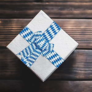 Wehhbtye 20 Yard Oktoberfest Wired Edge Ribbon - 2.5Inch Blue and White Diamond Check Wired Edge Ribbon Oktoberfest Bavarian Gingham Decorative Ribbon for DIY Craft Wrapping Bow Home Party Decor