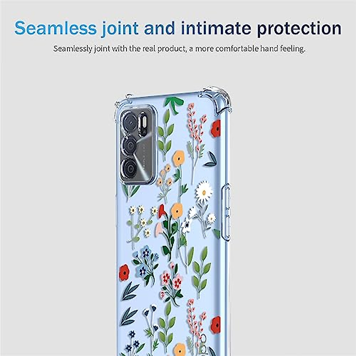 OEURVQO for Oppo A16 Oppo A16s Oppo A54s Case Clear Floral Flower Pattern Design Soft TPU Cover Shockproof Bumper Anti-Scratch Protective Case for Oppo A16 (Lush Flora)