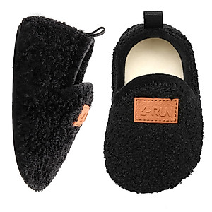 L-RUN Black Slippers for Toddler Boys/Girls House Slippers Black 6.5-7.5 Toddler=EU24-25
