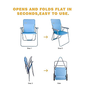 #WEJOY Folding Webbed Lawn Beach Chair,High Back Seat Backpack Portable Lightweight Chairs+High Back Folding Beach Chair,Lightweight Camping Lawn Chairs for Adults with Hard Arm,Headrest,Pocket