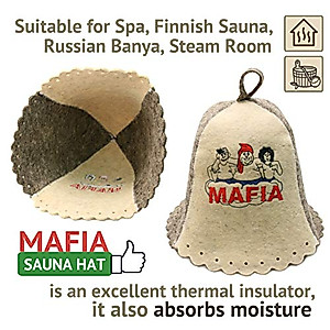 PetriStor Sauna Hat Embroidered Mafia for Man Natural Felt Made in Ukraine