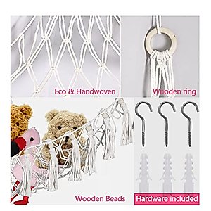 weiyuanhaoda Hanging Stuffed Animal Hammock，Stuffed Animal Net Or Hammock，Handmade Stuff Animal Organizer Storage With Boho Macrame Style，Corner Toy Net For Stuffed Animals.