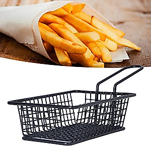 Fryer Basket, Food Grade 304 Stainless Steel Strong Durable Safe Fry Basket, Lightweight Simple Convenient Drainage Thickened Fry Baskets with Handle, for Restaurant(Long)