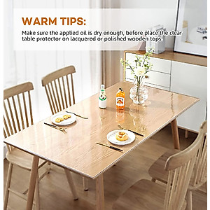 PoPoTo 24 x 48 Inch Plastic Dining Table Cover, Clear Table Pad Desk Chair Mat Tablecloth Protector Easy Clean Wooden Furniture Coffee End Bed Sofa Side Table Top Protection Cover Waterproof PVC Vinyl