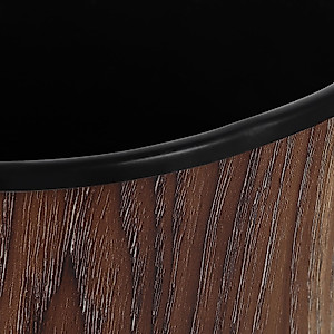 WOFASHPURET Plastic Trash Can, Vintage Small Trash Can, 1.83 Gallon Plastic Round Wastebasket Imitation Wood Grain Garbage Bin Brown Open Top Garbage Can for Office, Living Room, Hotel, Bathroom