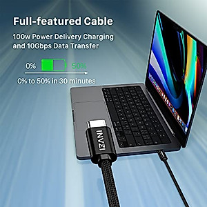INVZI USB C to USB C Cable 100W 6.6ft, USB 3.1 Gen 2 Type C Cable 10Gbps Data Transfer for 4K@60Hz Video Output, PD 5A Fast Charging Nylon Braided Cord for MacBook Pro, iPad Pro, Switch, Oculus, XPS