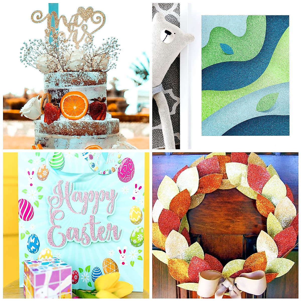 30 Sheets Glitter Cardstock Paper Sparkle Card Stock Thick Shinny Craft Paper 6 Colors for Cricut Card Making Paper Crafting (Greens)