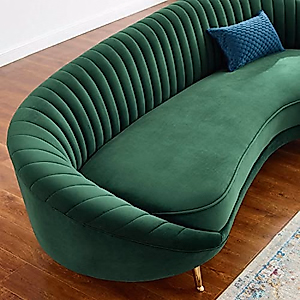 Modway Camber Channel Tufted Performance Velvet Sofa in Emerald