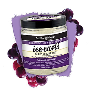 Aunt Jackie's Grapeseed Style and Shine Recipes Ice Curls Glossy Curling Jelly, Hydrates, Softens, Makes Waves, Curls and Coils Easier to Style, 18 oz