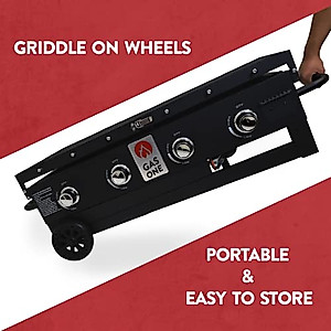 Gas One Propane Burner Grill – 36-Inch Flat Top Grill Griddle Cooking Station – Foldable 4 Burner Propane Grill with Pre-Seasoned Griddle – Professional Burners for Outdoor Cooking with Side Shelves