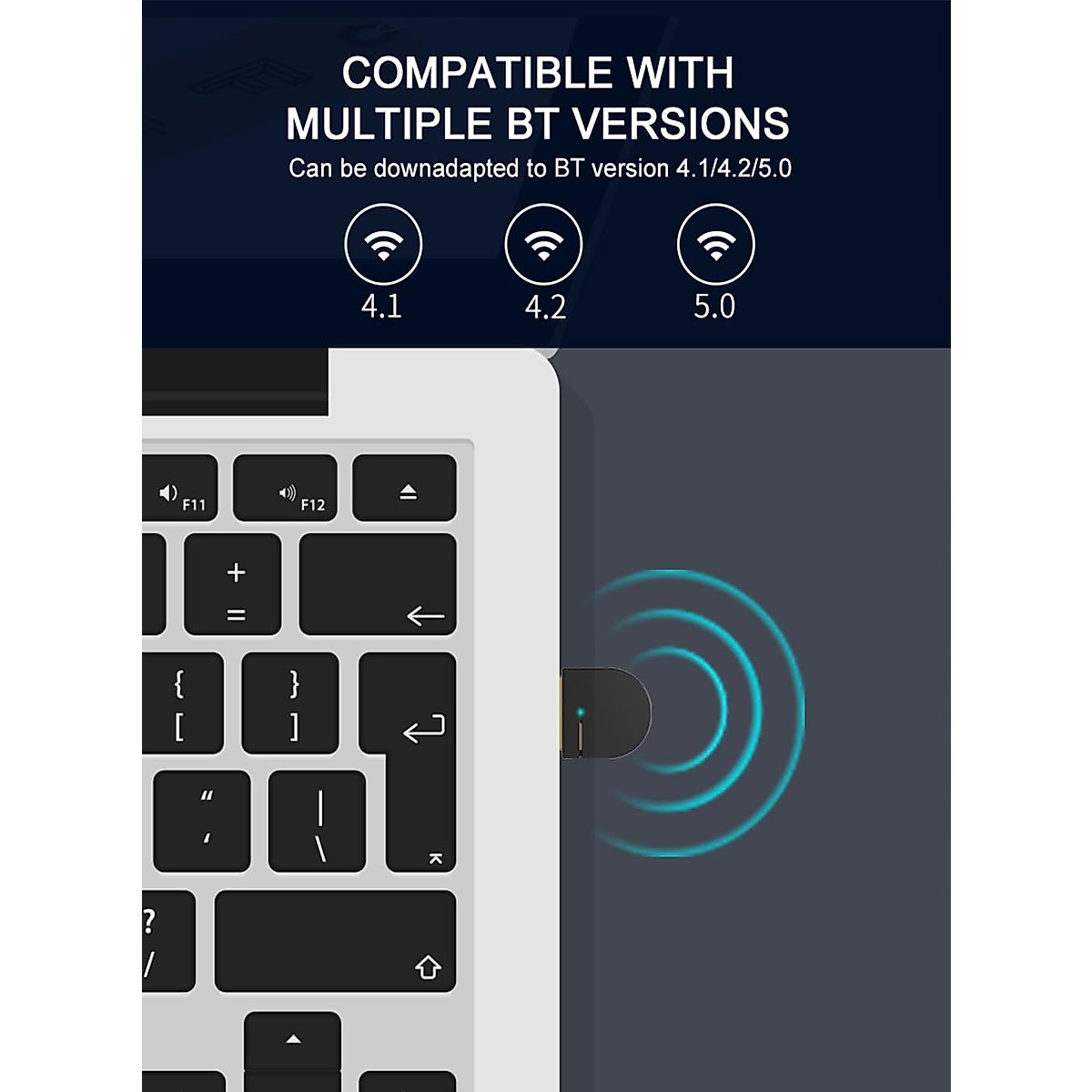eppfun USB Bluetooth Adapter for PC Laptop Desktop, Bluetooth 5.3 Dongle Receiver, Wireless Audio Adapter, Support Windows 11/10/8.1, Compatible with Mouse Keyboard Headphones/Headsets Printers