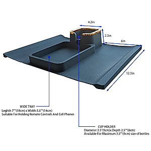 BOUTICOL Couch Tray Sofa Arm Cup Holder Tray Coaster Holder Silicone Anti-Spill and Anti-Slip Armrest Cup Holder Suit for Armchair, Sofa, Recliner, Couch Remote Control and Phone Organizer (Blue)