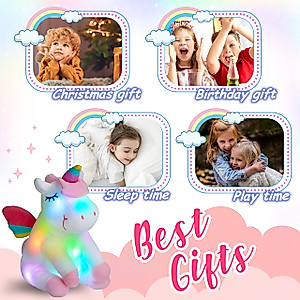Athoinsu 12'' Light up Unicorn Stuffed Animal Soft Plush Toy with Colorful LED Night Lights Glowing Birthday Children's Day Valentine's Day Gifts for Girls Toddler Kids Women