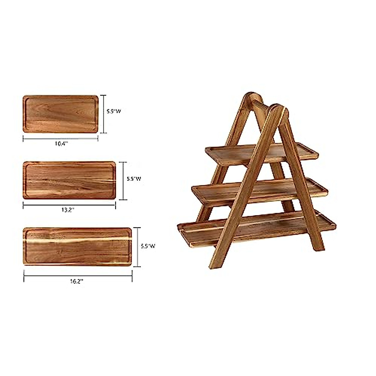 3 Tier Tray Serving Stand Acacia Wood Platter Charcuterie Tiered Set for Entertaining Gethering Food Display Vendor Events Fruit Dessert Appetizer Cheese