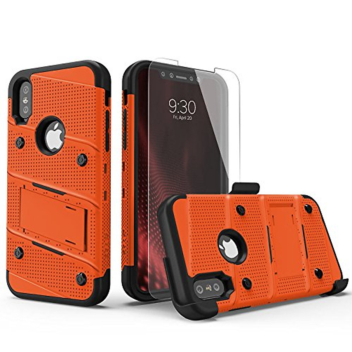 iPhone X Case - Zizo [Bolt Series] with Free [iPhone X Screen Protector] Kickstand [12 ft. Military Grade Drop Tested] Holster Belt Clip