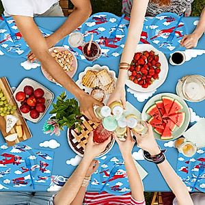 98 pieces Airplane Birthday Party Decorations Supplies Airplane Party Plates and Napkins Plane Theme Paper Tableware Set Tablecloth Baby Shower for 24 Guests 1st Birthday Helicopter Favors for Kids