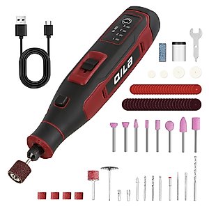 Rotary Tool, QILA Cordless Rotary Tool Kit, 4 Varable Speed Powered Rotary Tool 8000-25000 RPM with 81 Accessories Type-C Charging Rotary Drill for Engraving Etching Sanding Polishing Cutting etc