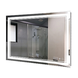 Keonjinn LED Bathroom Mirror with Lights, 40 x 24 Inch Front Lighted Vanity Mirror, Wall Mounted Anti-Fog Memory Brightness Dimmable Makeup IP54, Shatterproof (Horizontal/Vertical)