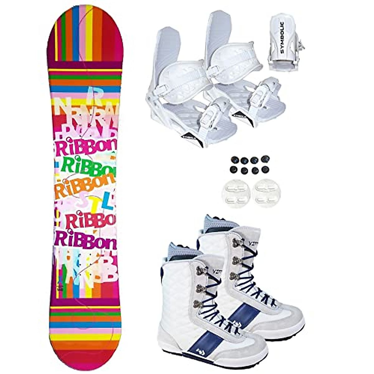 Symbolic 140cm Stella Ribbon az29 Snowboard White Bindings+ Northwave Boots 7 7.5 WL1 Package (140cm Stella Ribbon (az29), Boot-7-7.5 Lady MP24.5 (wl1))