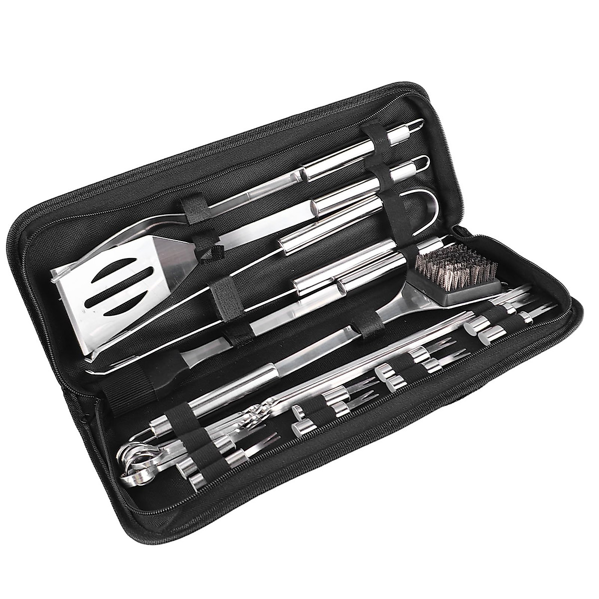 BBQ Grill Tools Set, 20pcs Grill Set Professional Tongs Fine Crafted for Outdoor for Travel