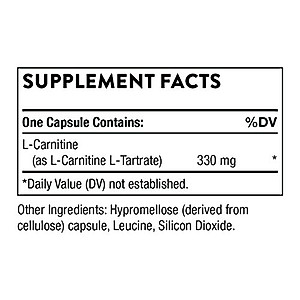 Thorne L-Carnitine - Amino Acid Supplement to Support Fat Metabolism and Energy Production - 60 Capsules