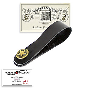 Walker & Williams AT-1 Black Leather Acoustic Guitar Strap Button Headstock Adaptor For Acoustic, Electric, And Bass Guitars