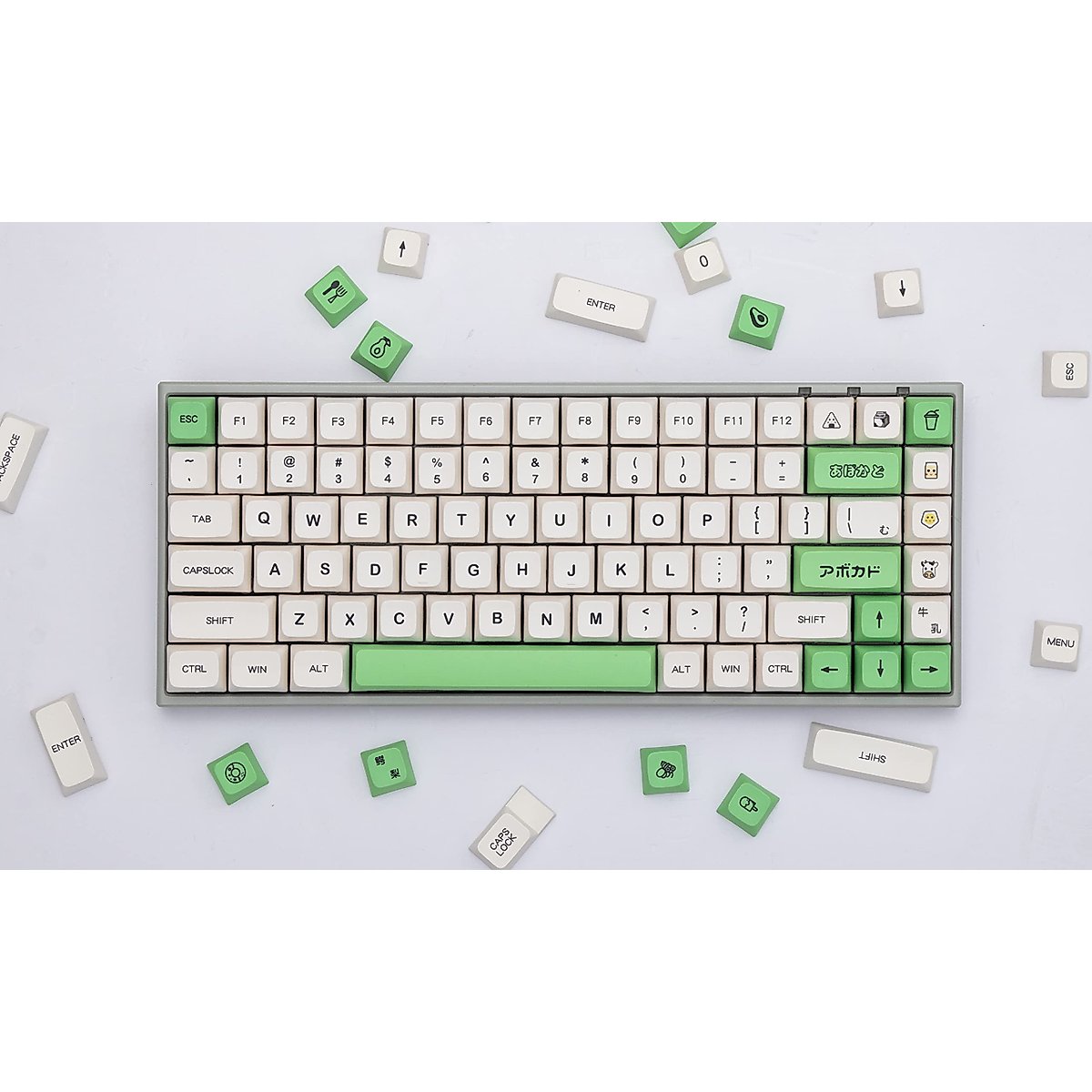 EPOMAKER Avocado 135 Keys XDA Profile PBT Dye Sublimation Keycaps Set for Mechanical Gaming Keyboard, Compatible with Cherry Gateron Kailh Otemu MX Structure