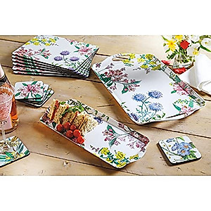 Pimpernel Stafford Blooms Collection Sandwich Tray | Serving Platter | Crudité and Appetizer Tray | Made of Melamine | Measures 15.1" x 6.5" | Dishwasher Safe