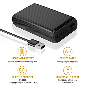 Whsahans [2023 New 5V2A Heated Vest Battery Pack 10000mah Rechargeable Power Bank Battery Pack for Heated Vests Heated Jackets Heated Hoodies Heated Pants Heated Clothing Heating Coat for Men Women