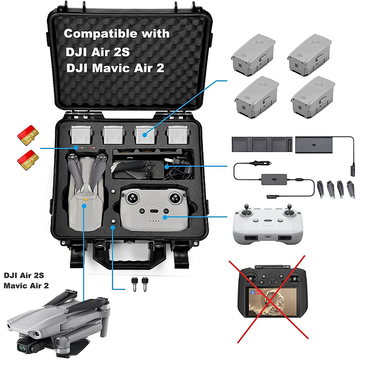 Lekufee Carrying Case Compatible with New DJI Air 2S Drone or DJI Mavic Air 2 Drone Quadcopter and More Mavic Air 2 Accessories(Not Include Drones and Accessories)