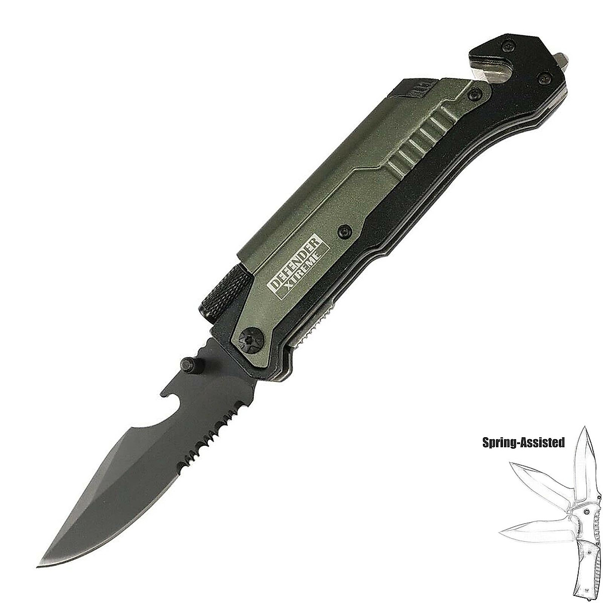 8.5" Tactical Multi-Functional Open Folding Pocket Knife With Fire Starter Outdoor Survival Hunting Knife for Camping by Survival Steel