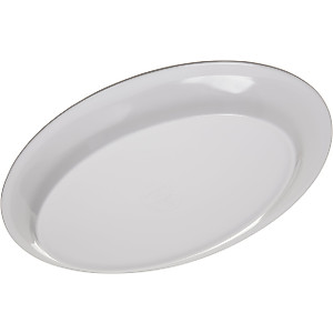 Carlisle FoodService Products 4356002 Dallas Ware Melamine Oval Platter Tray, 12" x 8.50", White (Pack of 24)