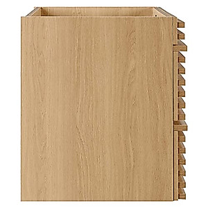 Modway Render 30" Wall-Mount Bathroom Vanity in Oak-Sink Basin Not Included, 30 Inch