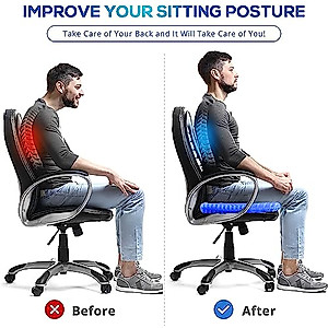 Super Large Gel Seat Cushion for Long Sitting - 19inch Office Chair Car Seat Wheelchair Cushion for Coccyx, Sciatica, Back, Tailbone Pain Relief - Cool, Soft & Breathable Pillow with Non-Slip Cover