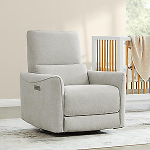 CHITA Power Recliner Chair Swivel Glider, FSC Certified Fabric Living Room Nursery Reclining Sofa Chair with Lumbar Support, Dove Grey