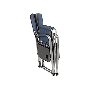 Kamp-Rite Portable Outdoor Beach Patio Lawn Director's Chair w/Cooler, Table, & Cup Holder for Backyard, Tailgate, & Sports, 350LB Capacity, Navy/Tan