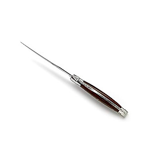 Laguiole California Steak Knives - 6 Piece Rosewood Set - Ergonomic Handles - Stored in a California Oakwood Gift Box - Extremely Sharp Straight Steel Blades are Thick Gauge, Full Tang