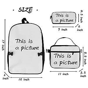 Orerered 3D Anime Print Backpack with Lunch Bag Set Kid's Casual Book Bag