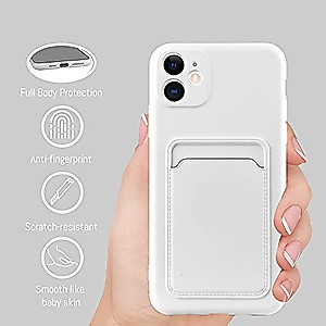 MZELQ Wallet Case for iPhone 11 (6.1 inch), Card Holder Camera Protection Cover for iPhone 11 + Screen Protector, Soft Slim Card Slot Case Compatible with iPhone 11 Phone Case -White