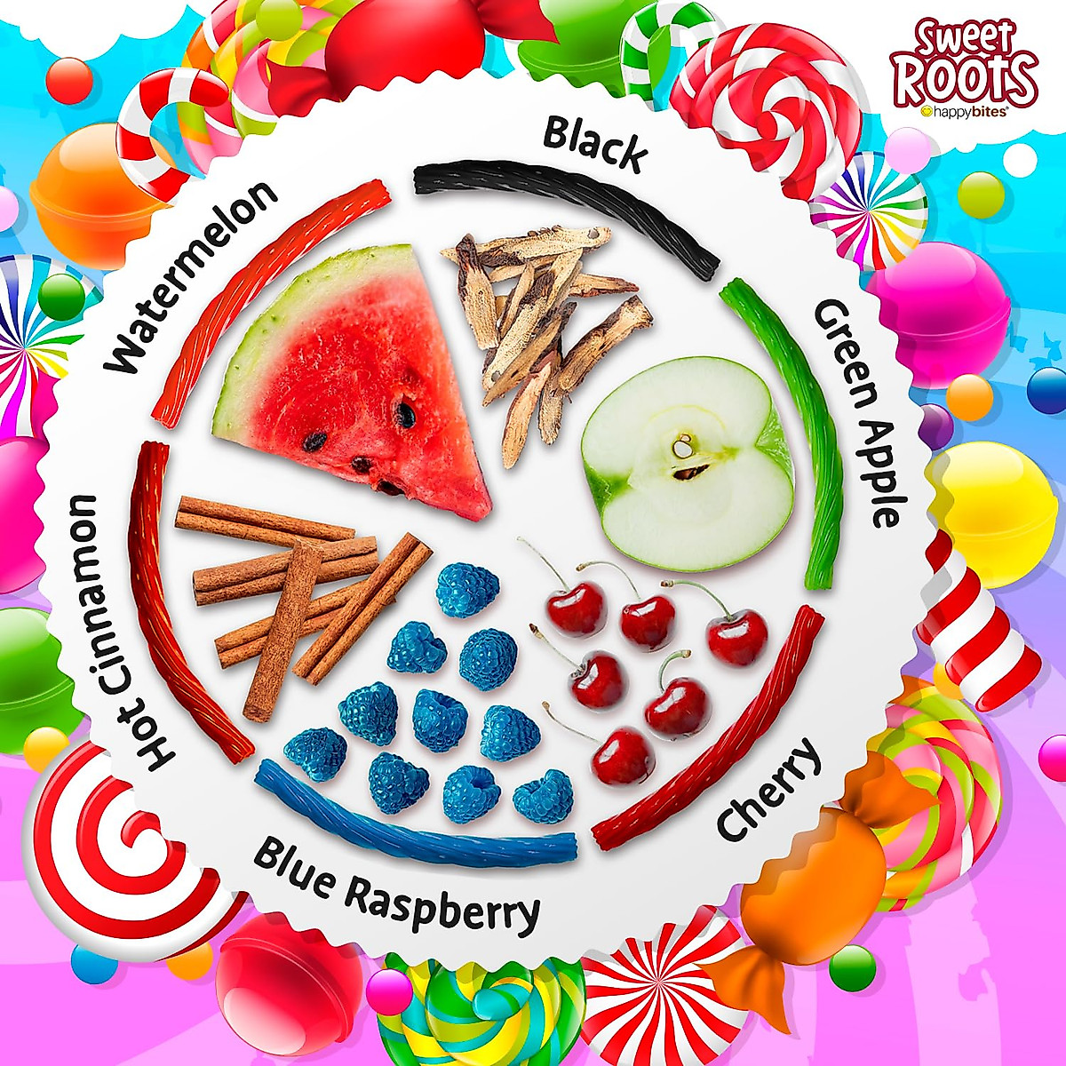 Sweet Roots by Happy Bites Huckleberry Licorice Twists - JUMBO Size - Made with Real Fruit Juice - Certified Kosher - Vegan - Gourmet - Low Fat (16 oz)