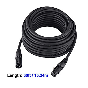 50ft / 15.24m DMX Cable, Eyeshot 3 Pin DMX Cables DMX Wires, DMX512 XLR Male to Female Stage Light Signal Cable with Metal connectors, Connection for Stage & DJ Lighting fixtures