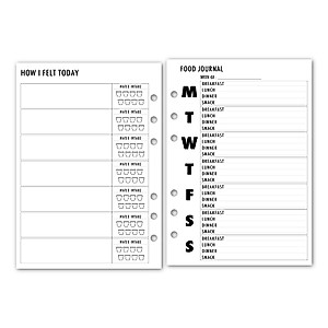 A5 Food Journal Planner Insert Refill, 5.83″ x 8.27″, Fits 6-Rings Binders - Filofax, LV GM, Moterm, Choice of Quantity