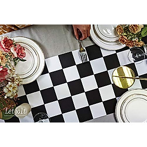 Table Runner Black and White Checkerboard Racing Theme for Anniversary Runner Dinner Parties Supplies Birthday Party Wedding Winter New Year Decorations 12 x 72 Inches