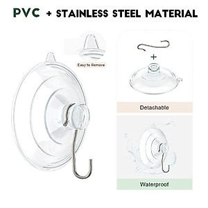 MUSICATE Suction Cup Hooks, 10 Pcs Clear Suction Cups with Metal Hooks Combo Set Removable Suction Cup Hook Reusable Suction Hangers for Bathroom Kitchen Window Glass Door - 4 Large 4 Medium 2 Small