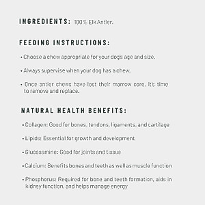 Get Joy Elk Antler Split Natural Dog Chew, Large 5-7 Inches, Odor Free, Long Lasting, Naturally Shed and Harvested in USA