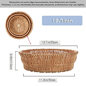 LONGERO Handcrafted Storage Basket, Wicker Round Bowl, Handwoven Shelf Basket, Natural Willow, 1 Pack, Large Size-Top Inner Ø ca 12.5''