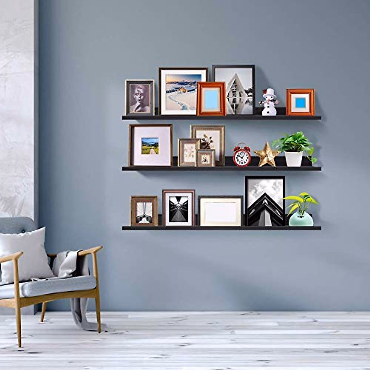 3 Pack 24 inch and 3 Pack 47 inch Photo Picture Ledge Shelf for Office, Living Room, Bedroom