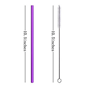 ALINK Reusable Silicone Straws, 10.5” Long Skinny Tumbler Replacement Straws for 20 oz 30 oz Yeti/Rtic/Tervis/Ninja/Ozark Trail/Aladdin/Mason Jar, Set of 6 with Cleaning Brush