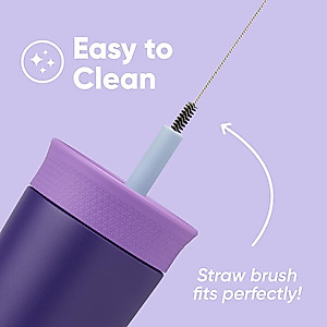 Owala Kids Insulation Stainless Steel Tumbler with Spill Resistant Flexible Straw, Easy to Clean, Kids Water Bottle, Great for Travel, Dishwasher Safe, 12 Oz, Purple (Peacock Palace)